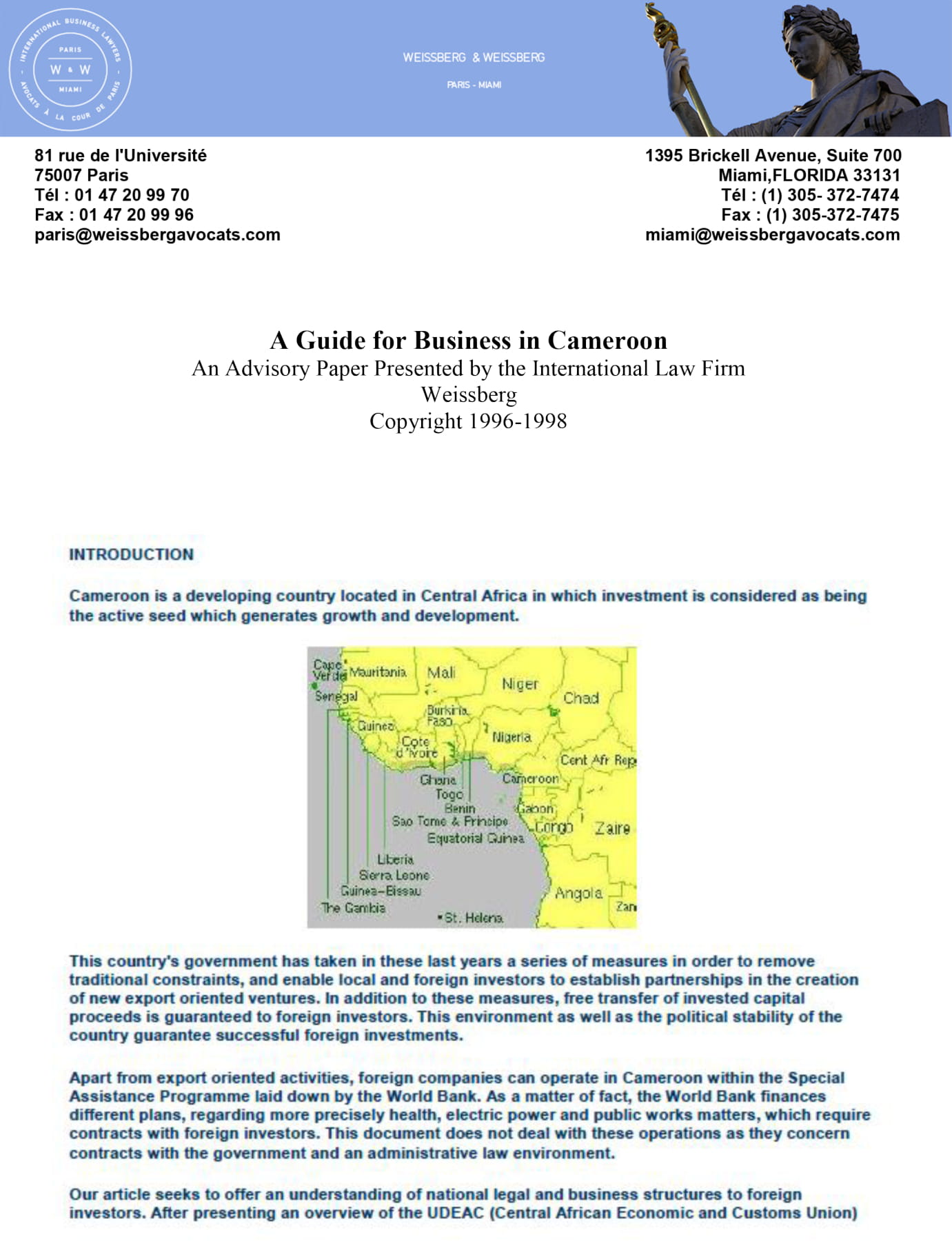 A guide for business in Cameroon (En) - Weissberg Law Firm | Weissberg ...
